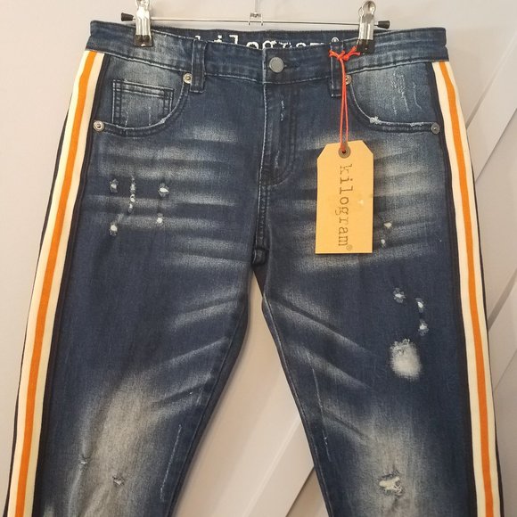 Kilogram | Jeans | Kilogram Bbo M Blue Denim Orangewhite Stripe | Poshmark